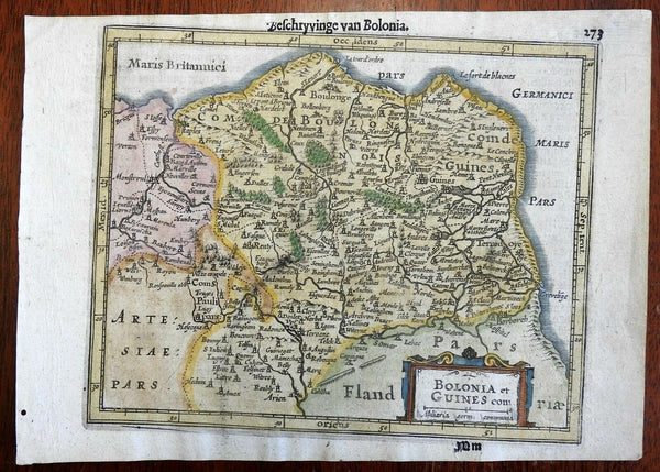 Boulogne & Guines France Pas-de-Calais 1638 Mercator miniature county ...
