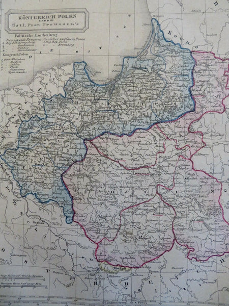 Poland & East Prussia Polen Warsaw 1860's Biller engraved hand colored ...