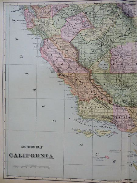 California Los Angeles San Francisco Sacramento 1888 Cram large 2 shee ...