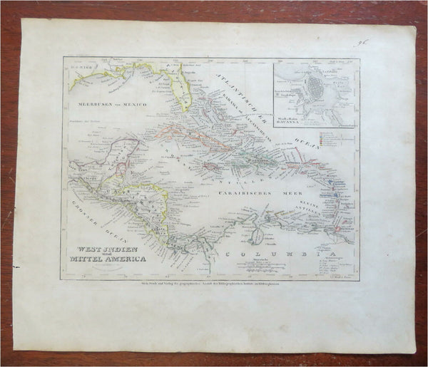 Caribbean Islands Cuba Bahamas Jamaica Puerto Rico Havana c 1850 Radef ...