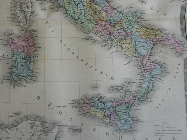 Italy Lombardy Tuscany Papal States c. 1830's Brue large detailed map ...