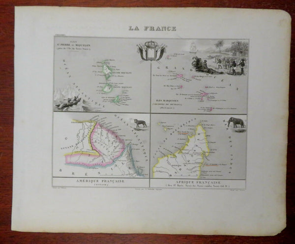 French Overseas Colonies Guyana Madagascar Marquis Islands 1850 Viller ...