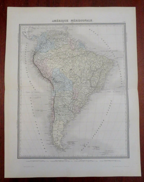 South America Brazil Peru Chile Venezuela 1861 Tardieu large hand colo ...