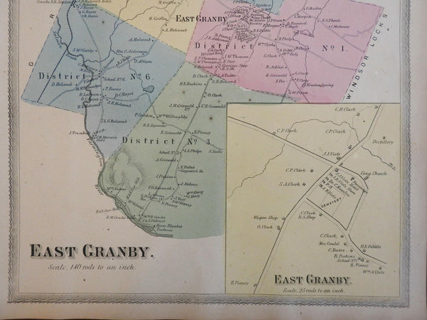 East Granby Connecticut 1869 Baker & Tilden detailed town map – Brian ...