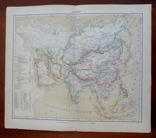 Asia Ottoman Empire Qing China Meiji Japan 1885 Flemming detailed map ...