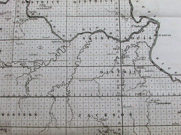 Missouri St. Louis Springfield 1845 USG antique early state survey map ...