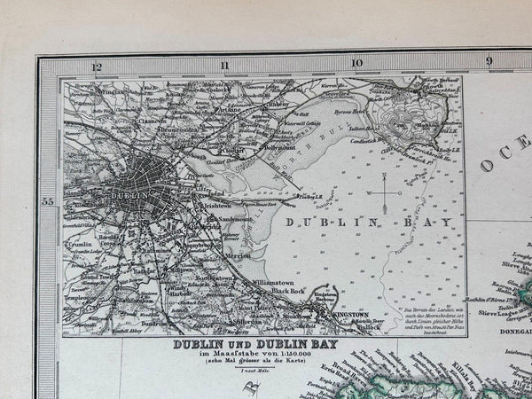 Ireland Dublin Cork Killarney Lakes Galway Belfast 1880 Petermann deta ...