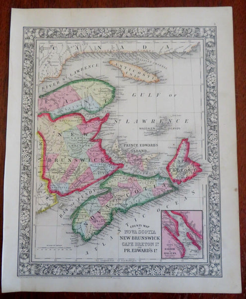 Canadian Maritimes New Brunswick Nova Scotia Newfoundland 1863 Mitchel ...