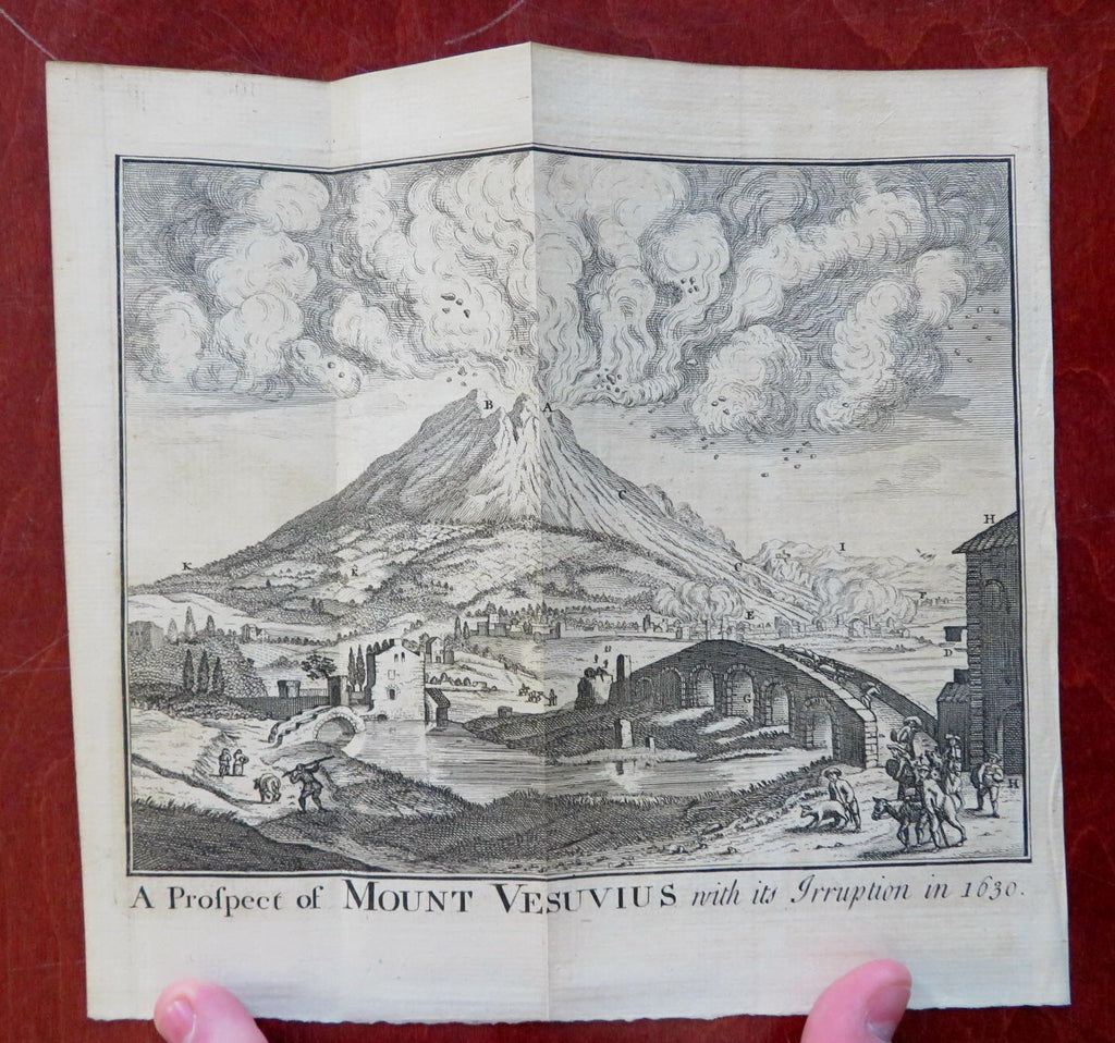 Mt. Vesuvius Italy Eruption Italia Italy Volcano 1750 engraved prospec ...