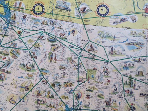 American Airlines Flagship Routes c.1945 Cartoon Pictorial Map Flight ...