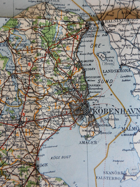 Kingdom of Denmark Jylland Sjaelland Copenhagen 1945 Danish large fold ...