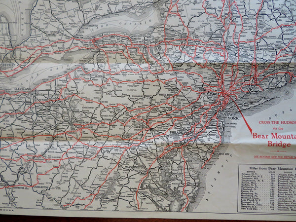 Bear Mountain Bridge American Road Map Brochure c. 1940's promotional ...