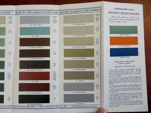 Sherwin-Williams House Painting Sample Brochure c. 1929 vintage advert ...