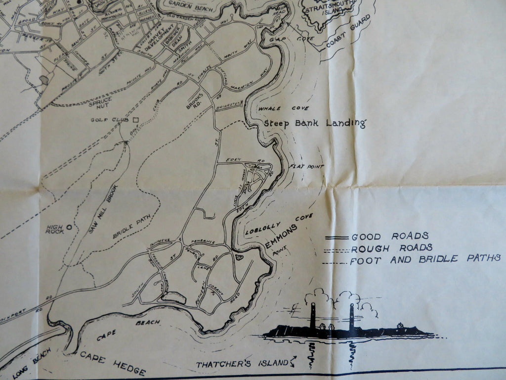 Rockport Massachusetts Travel Brochure c. 1920's Tourist Map Illustrat ...