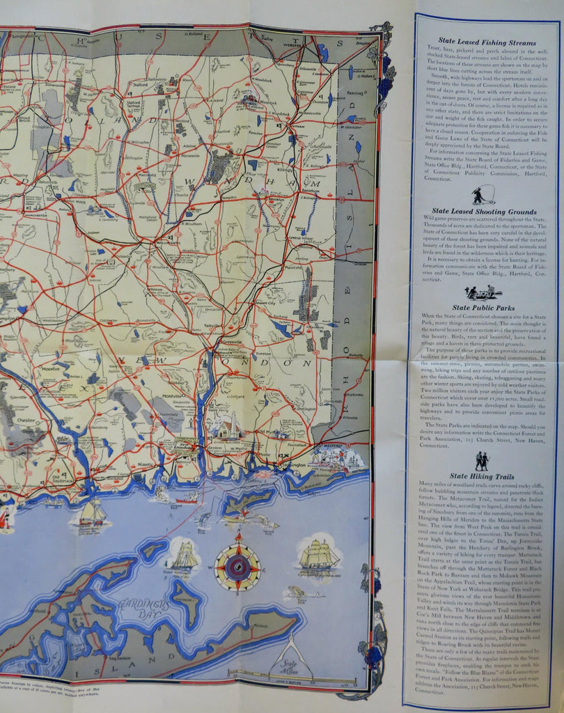 Connecticut Cartoon Pictorial Map Tourist Brochure 1930's pictorial pa ...