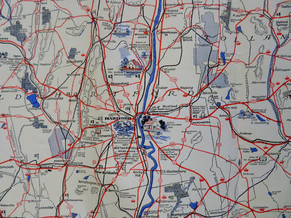 Connecticut Cartoon Pictorial Map Tourist Brochure 1930's pictorial pa ...