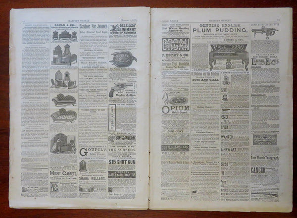 Santa Claus Thomas Nast 1876 Harper's Newspaper January 1st complete i ...