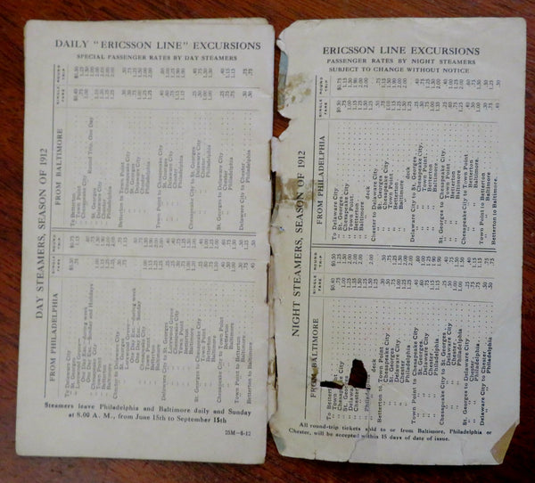 Ericsson Line Baltimore & Philadelphia Steamboat Co. 1912 advertising ...