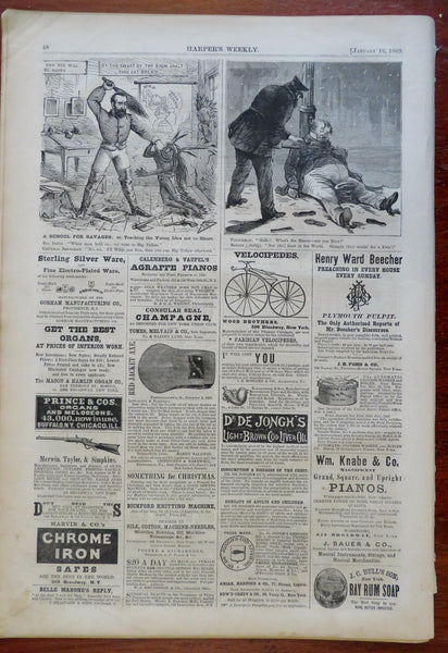 Winslow Homer Custer Indian War Reconstruction Era newspaper 1869 comp ...