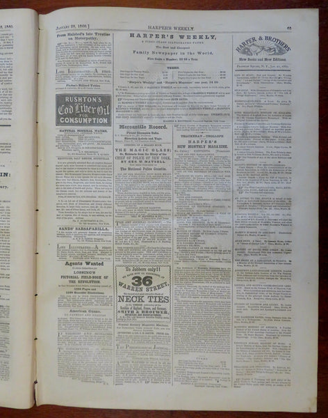 Winslow Homer Ice Skating Centerfold 1860 Harper's newspaper complete ...