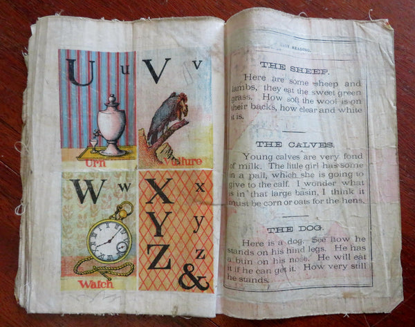One Syllable ABC Alphabet Reading Primer 1894 color juvenile linen boo ...