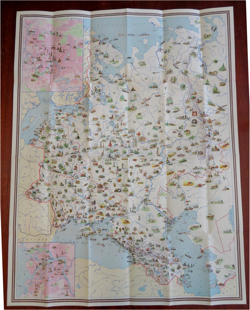 Western Soviet Union cartoon Tourist Map 1963 large road map travel in ...