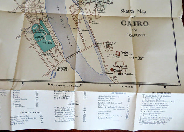 Cairo Egypt Tourist c. 1920's pictorial travel guide book w/ large map ...