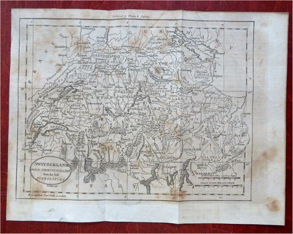 Switzerland Zurich Geneva Bern Lucerne Swiss Alps 1796 Doolittle engra ...