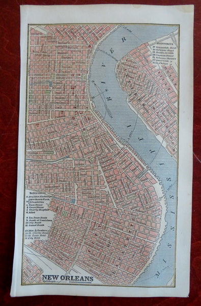 New Orleans Louisiana City Plan 1853 Fanning charming hand colored det ...