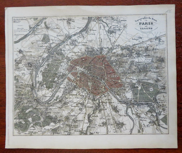 Paris & Environs Versailles Montmartre Charenton c. 1850 detailed city ...