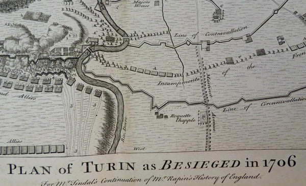 Italy Siege of Turin War of Spanish Succession c.1745 large city plan ...