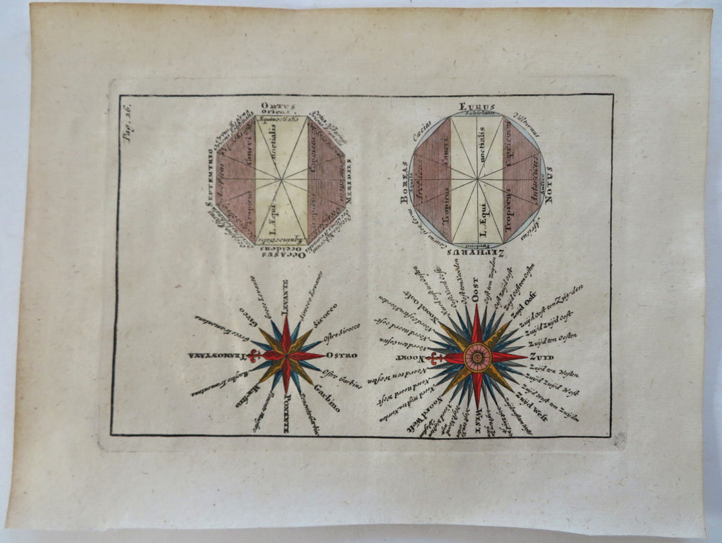Compass Rose Global Zones Tropics of Capricorn & Cancer 1729 engraved ...
