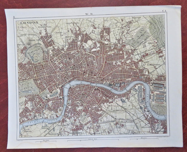 London City Plan Thames River Regent's Park Hyde Park c. 1850's Schmid ...