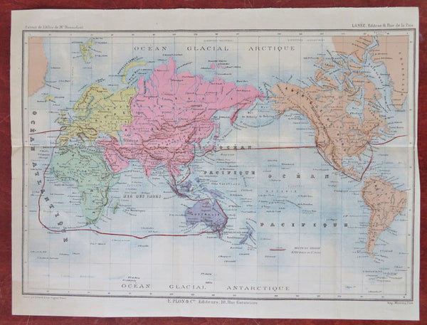 World Map Mercator's Projection Circumnavigation 1895 Erhard map ...