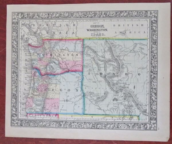 Idaho Territory Pacific Northwest Unexplored Oregon Washington 1860 Mi ...
