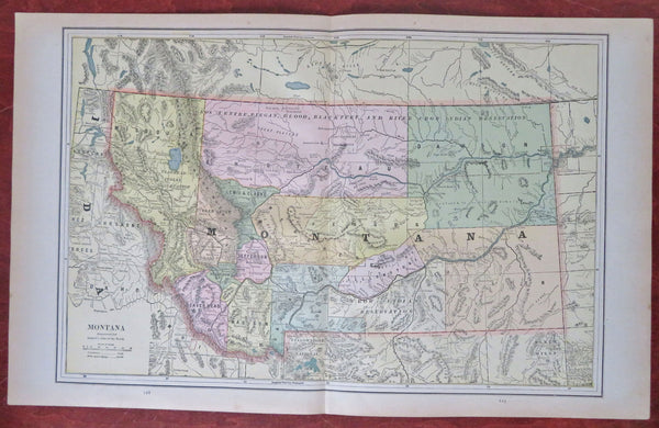 Montana Helena Yellowstone 1886 detailed large state map population 39 ...