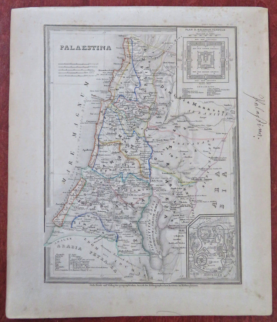 Holy Land Palestine Israel Jerusalem City Plan c. 1850 German detailed ...