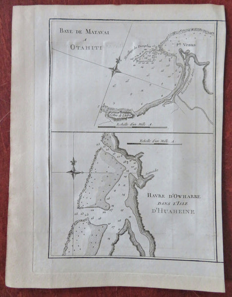 Fare Harbor Huahine Matavai Bay Tahiti coast map 1774 engraved Explora ...