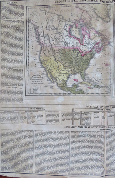 North & South America early United States 1821 Phila. Carey lg. hand c ...
